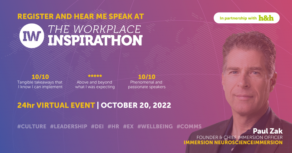 Meet Inspirathon speaker - Dr. Paul J. Zak - Inspiring Workplaces
